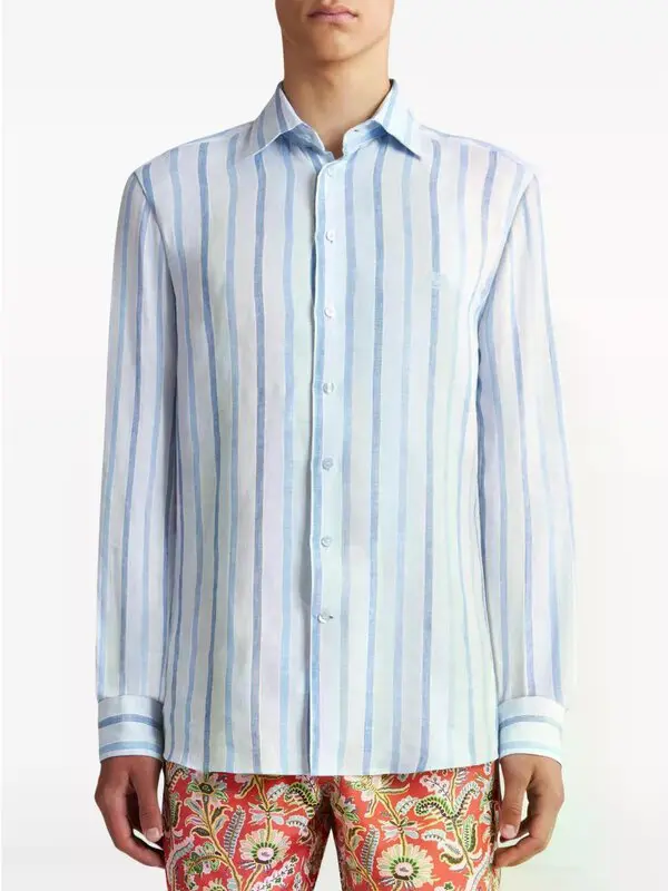 Etro Pegaso-embroidered Striped Shirt