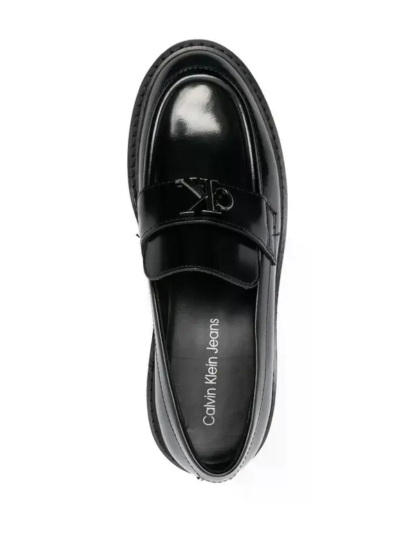 Calvin Klein Monogram-plaque Leather Loafers