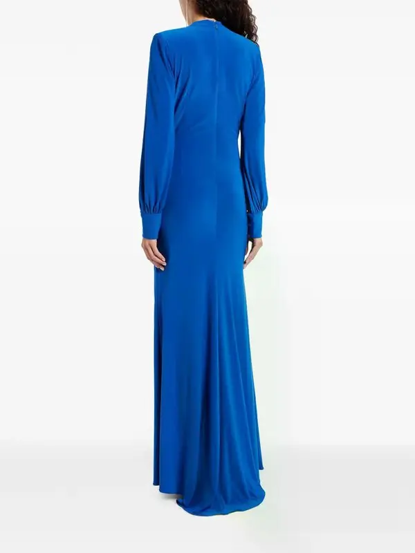 Badgley Mischka Ruched V-neck Floor-length Gown