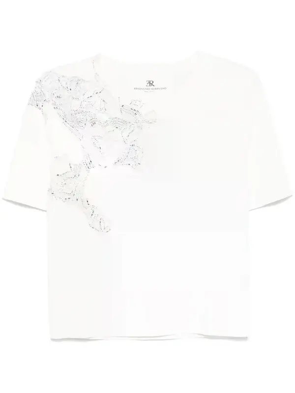 Ermanno Scervino Crystal-embellished T-shirt - White
