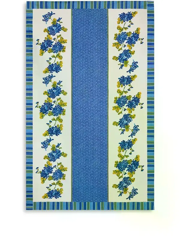 LISA CORTI Vienna Floral-print Rectangular Tablecloth - Blue