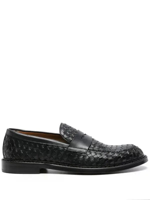 DOUCAL'S Interwoven Leather Penny Loafers - Blue