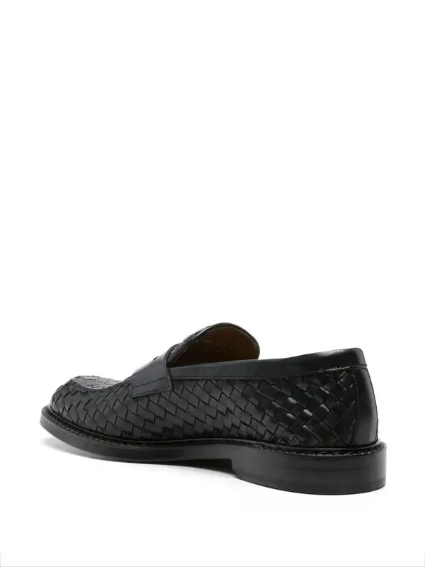 DOUCAL'S Interwoven Leather Penny Loafers - Blue