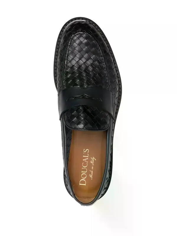 DOUCAL'S Interwoven Leather Penny Loafers - Blue