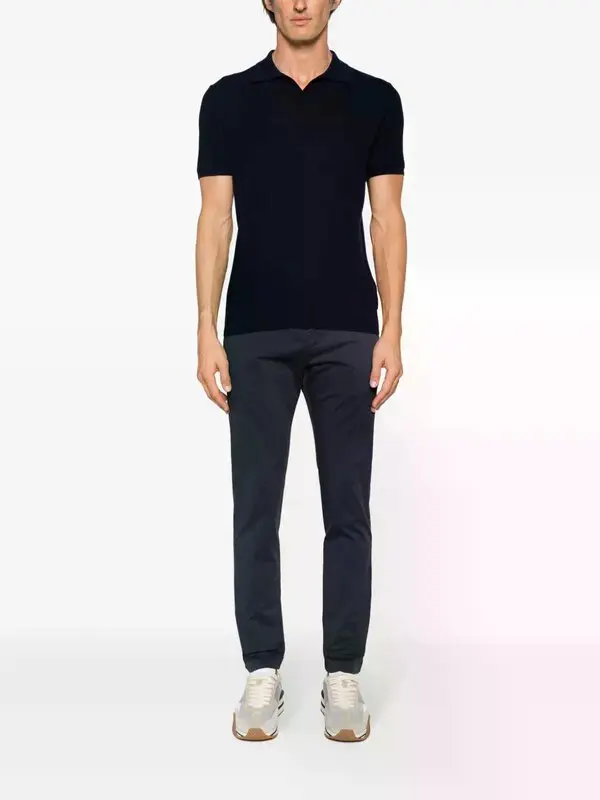 BRIGLIA 1949 Low-rise Stretch-cotton Tapered Chinos - Blue