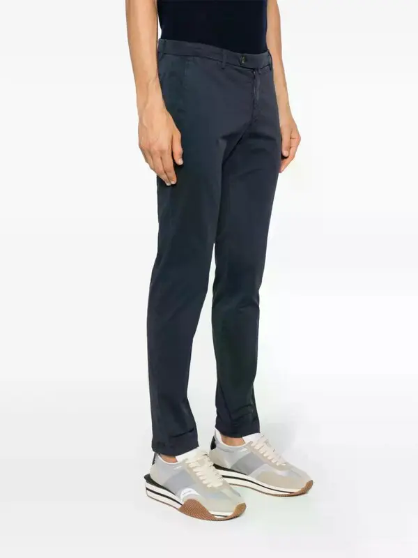 BRIGLIA 1949 Low-rise Stretch-cotton Tapered Chinos - Blue
