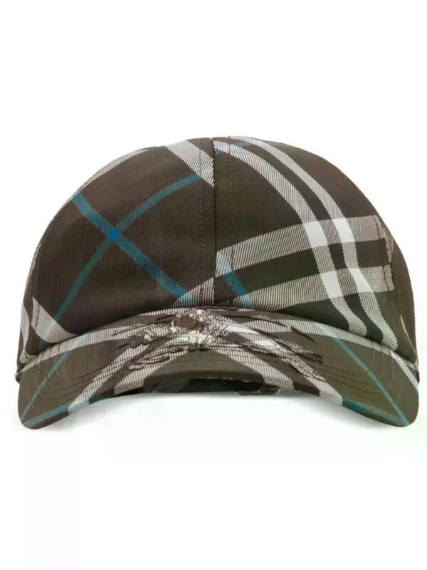 Burberry Equestrian Knight Check Baseball Cap - Brown