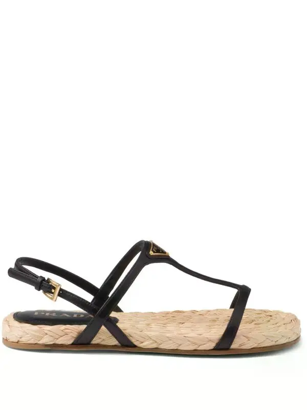 Prada Enamel Triangle-logo Flat Sandals