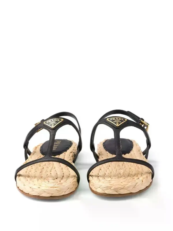 Prada Enamel Triangle-logo Flat Sandals
