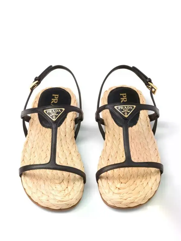 Prada Enamel Triangle-logo Flat Sandals