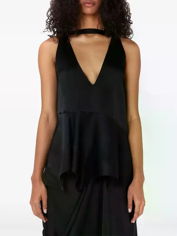 JW Anderson Ruffle-hem Satin Sleeveless Top