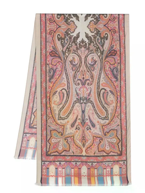 Etro Paisley-print Cashmere Blend Scarf - Neutrals