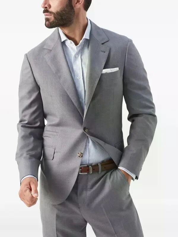 Brunello Cucinelli Single-breasted Suit Blazer - Grey