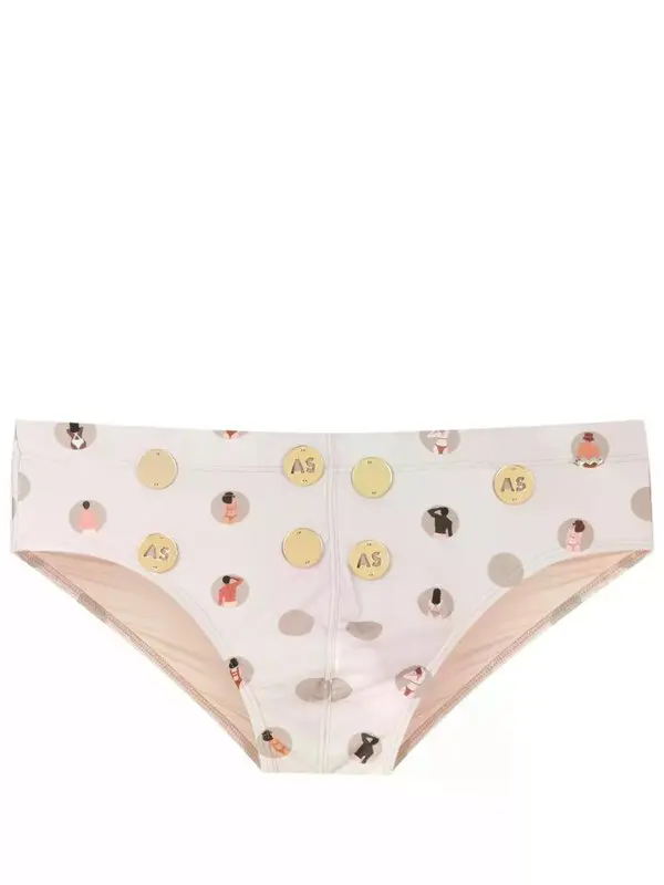 AMIR SLAMA Graphic-print Swim Shorts - Neutrals