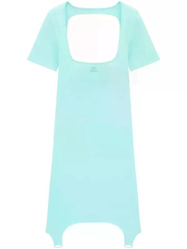 COURREGES Square-neck Cut-out Mini Dress