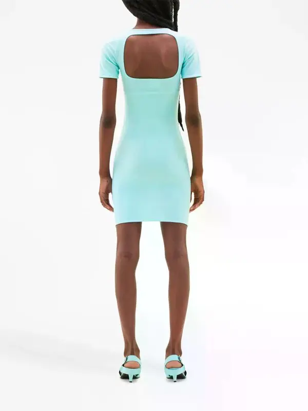 COURREGES Square-neck Cut-out Mini Dress