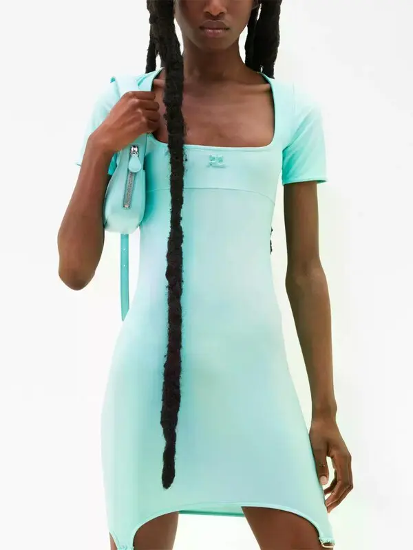 COURREGES Square-neck Cut-out Mini Dress