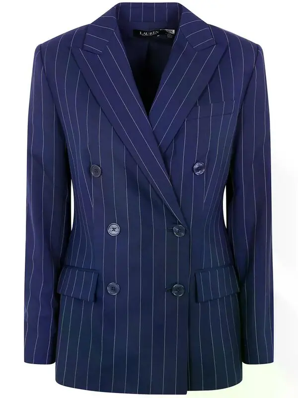 Ralph Lauren Pinstriped Double-breasted Blazer - Blue