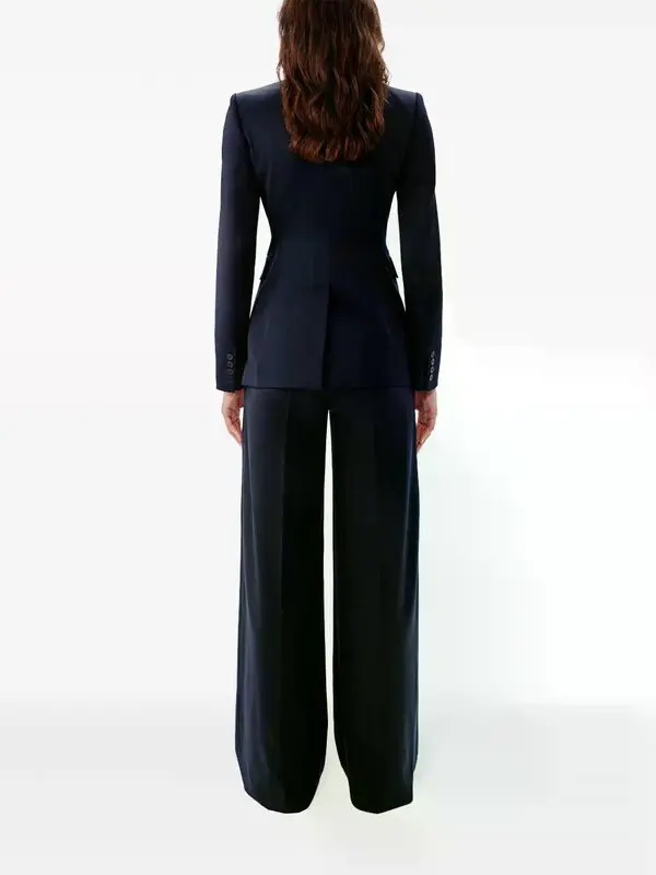 Another Tomorrow Double-breasted Merino Wool Blazer - Blue