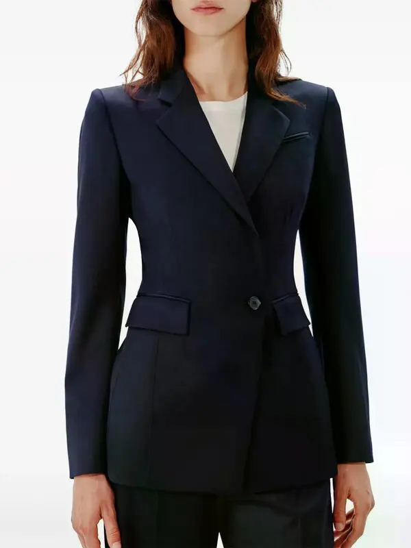 Another Tomorrow Double-breasted Merino Wool Blazer - Blue