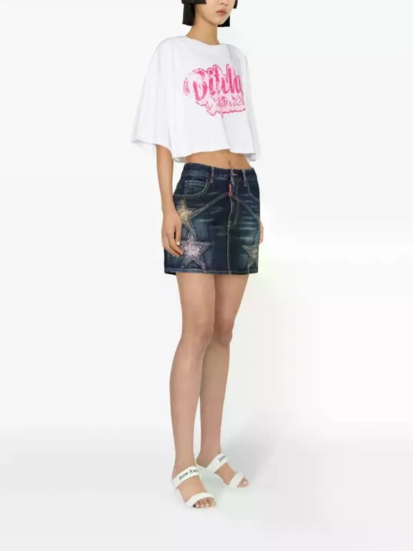 Dsquared2 Star-studded Denim Miniskirt