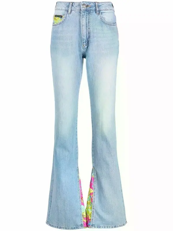 Philipp Plein Floral Insert Flared Jeans