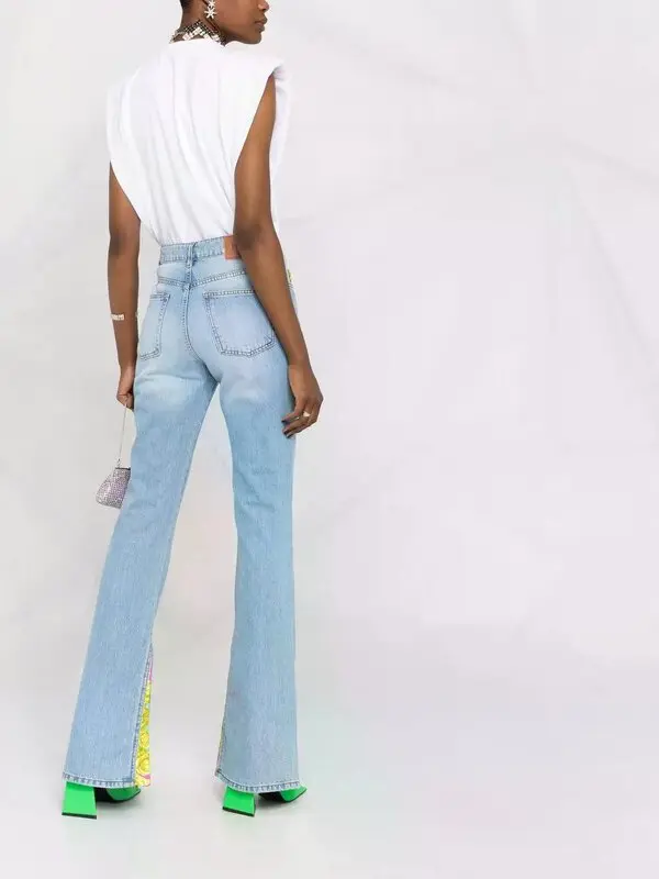 Philipp Plein Floral Insert Flared Jeans