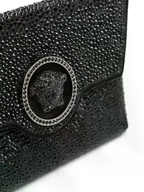 Versace La Medusa Crystal Envelope Clutch - Black