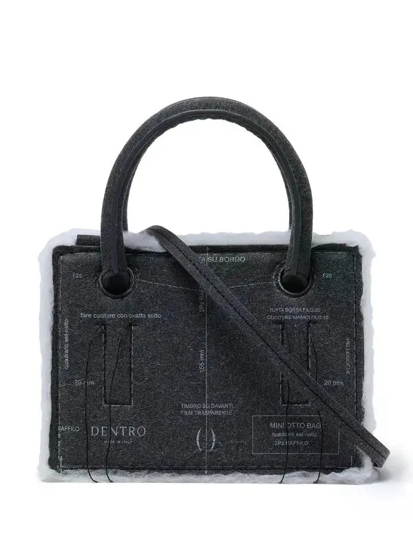 DENTRO Mini Otto Paper Leather Tote Bag - Grey
