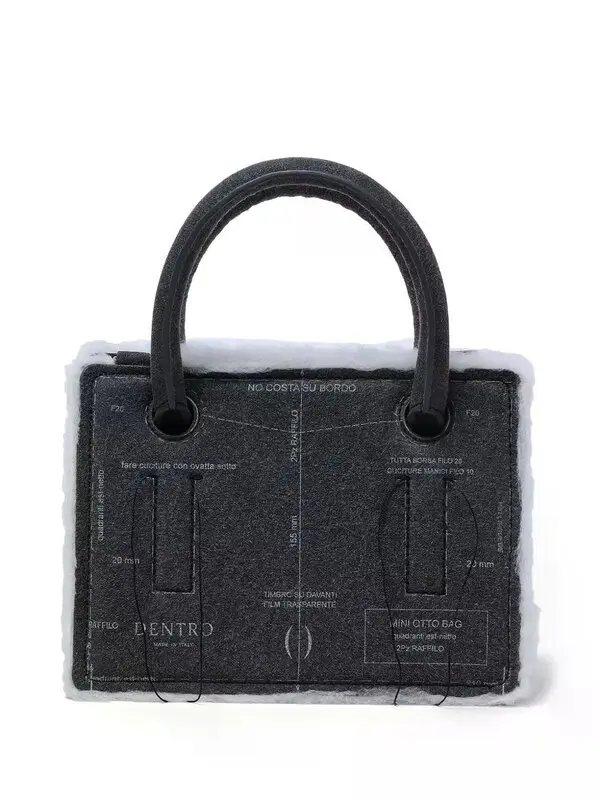 DENTRO Mini Otto Paper Leather Tote Bag - Grey