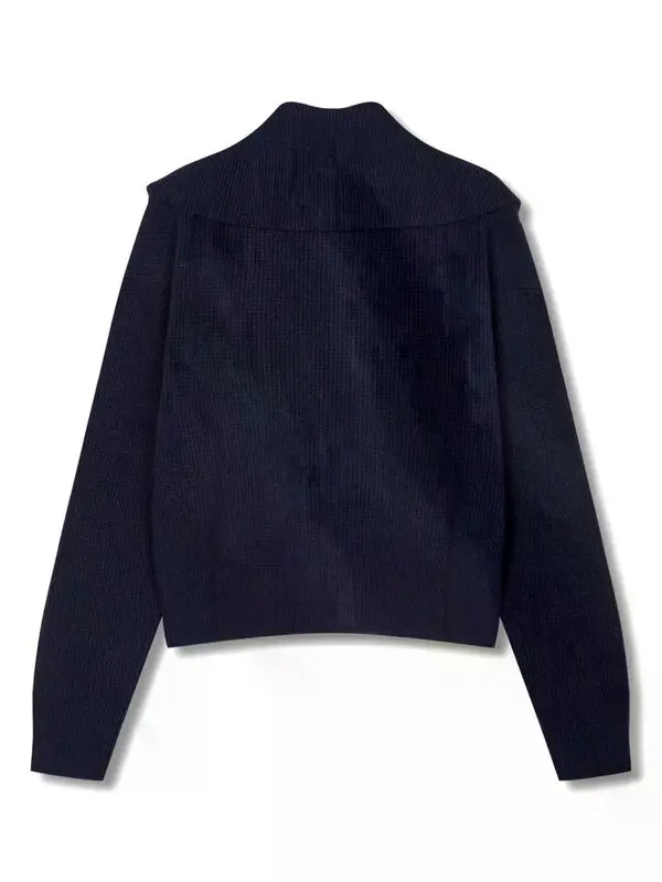 STUDIO TOMBOY Oversized Collar Zip-front Cardigan