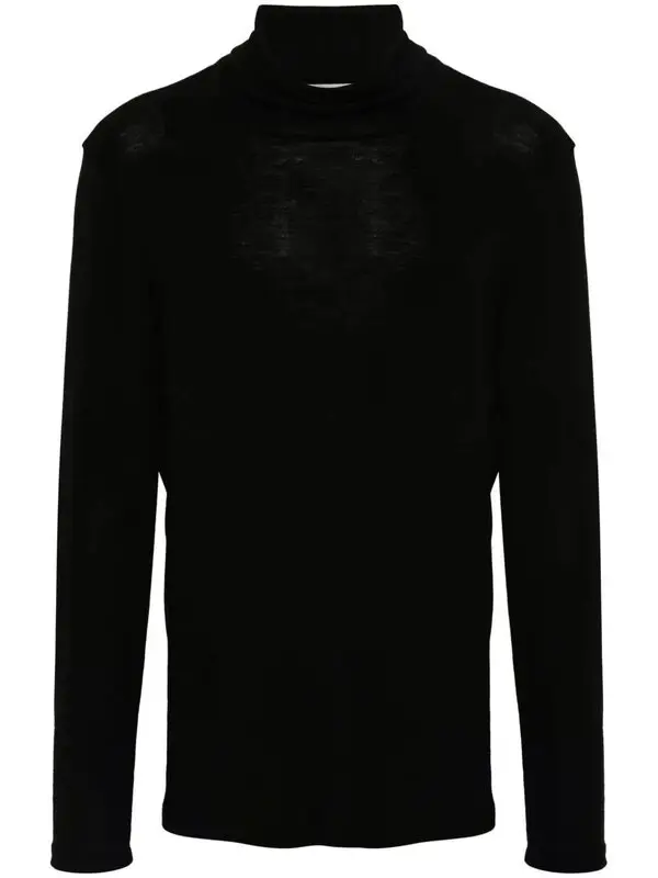 RÓHE Knitted Wool Roll Neck Sweater - Black