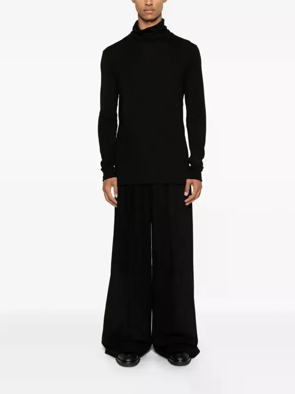 RÓHE Knitted Wool Roll Neck Sweater - Black