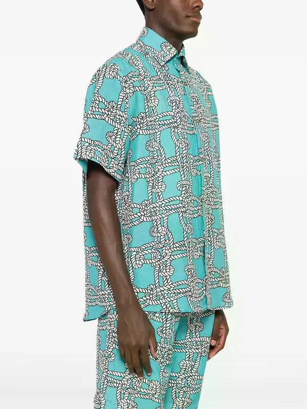 AMIR SLAMA Knot-print Linen-blend Shirt