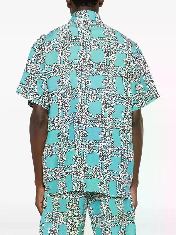 AMIR SLAMA Knot-print Linen-blend Shirt