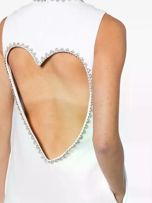AREA Crystal-embellished Heart Mini Dress - White