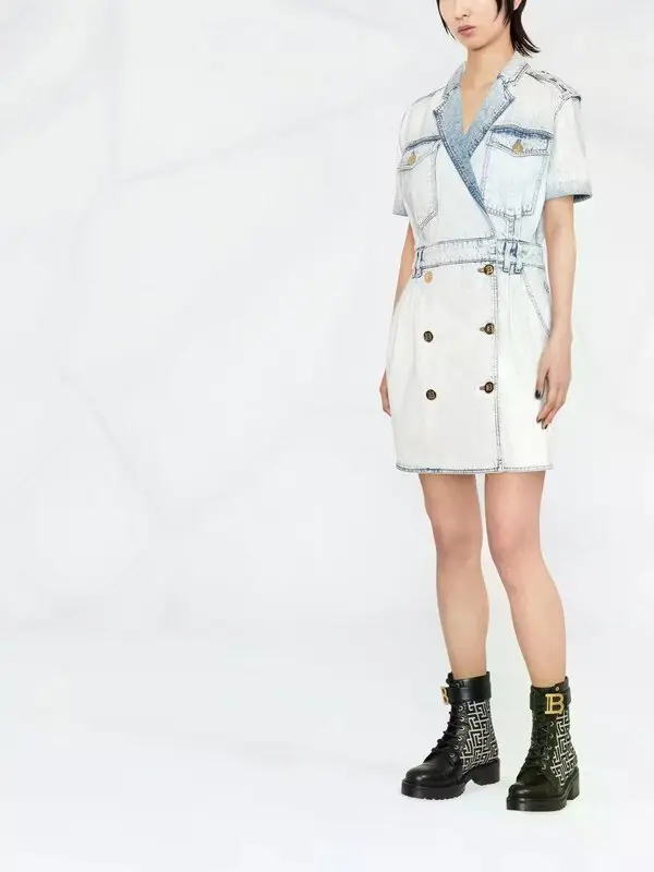 Balmain Double-breasted Denim Mini Dress