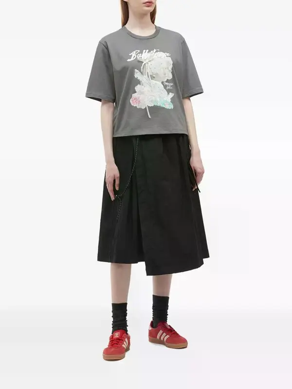 MUSIUM DIV. Cotton T-shirt With Graphic And Faux-pearl Embellishments