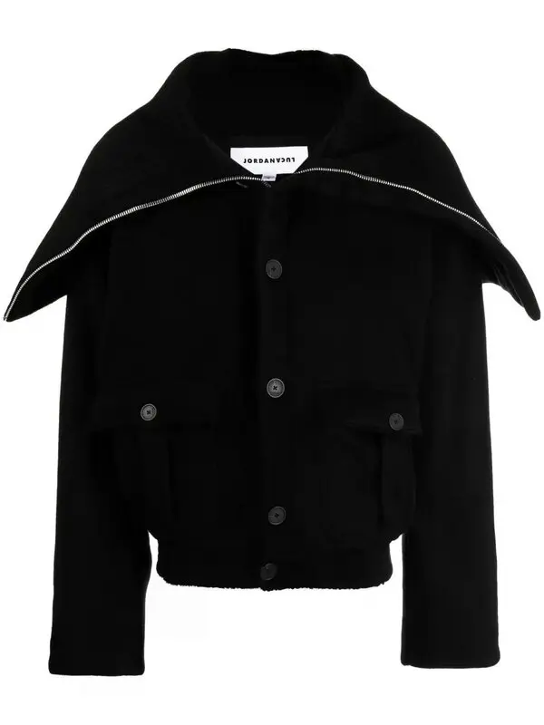 JORDANLUCA Long-collar Buttoned Jacket - Black