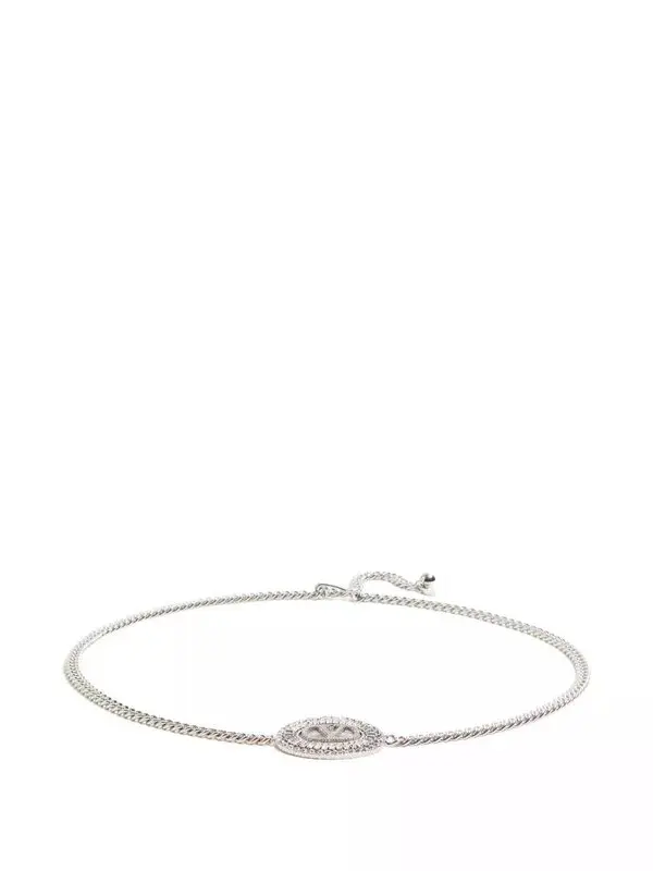 Valentino Garavani Vlogo Signature Chain Belt With Crystals - Silver