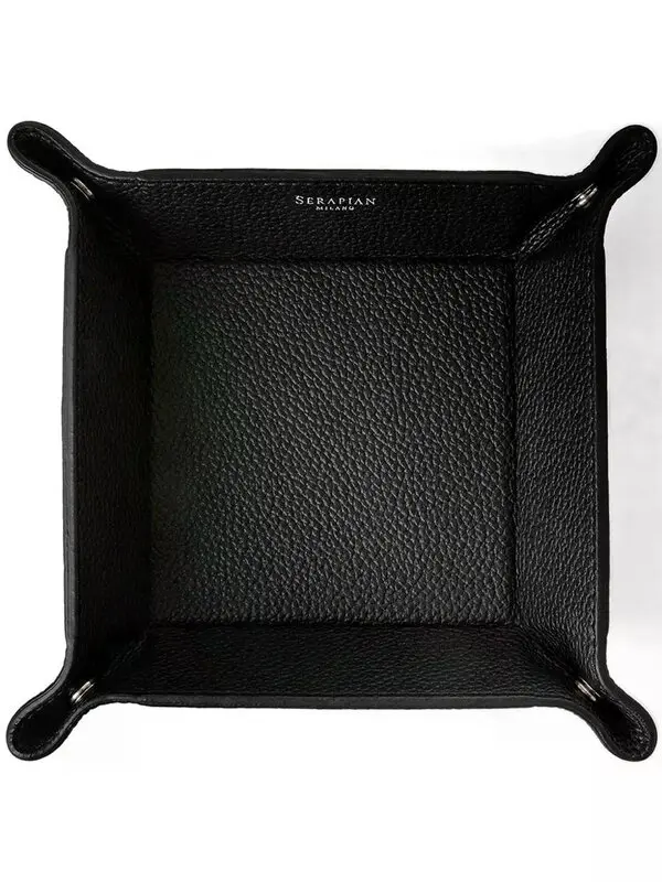 SERAPIAN Cachemire Leather Desk Tray - Black