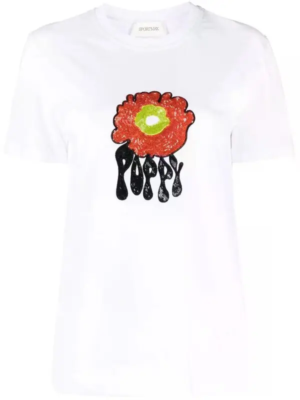 Sportmax Graphic-print Cotton T-shirt - White