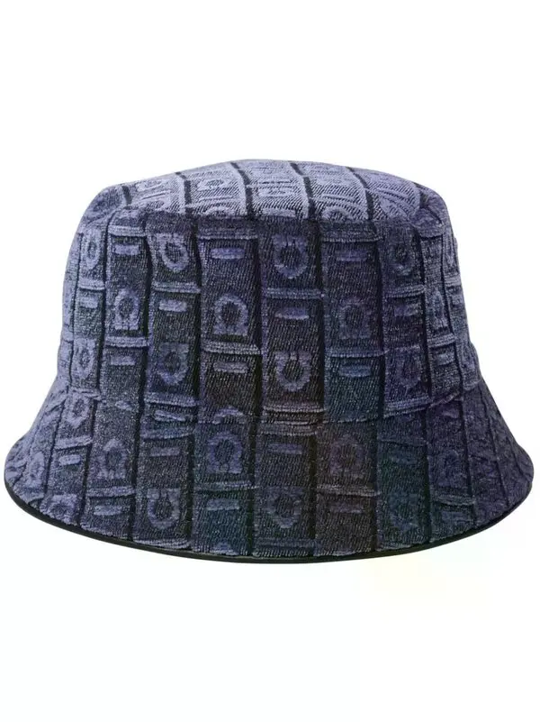 FERRAGAMO Logo Velvet Bucket Hat - Blue
