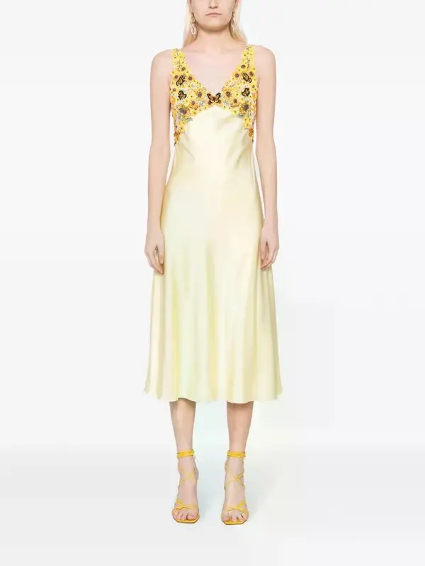MARY KATRANTZOU Beaded Stretch-silk Slip Dress