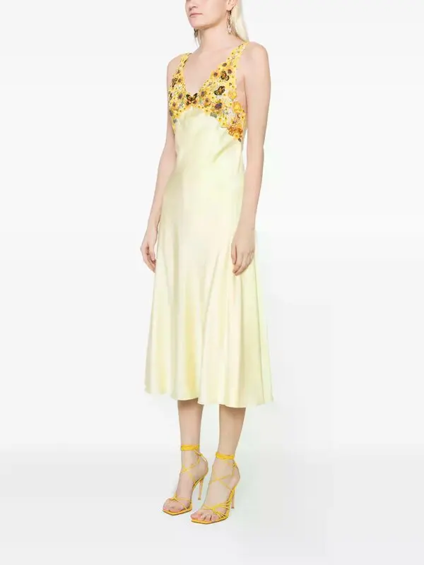 MARY KATRANTZOU Beaded Stretch-silk Slip Dress