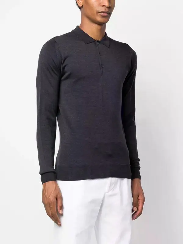 John Smedley Button-front Long-sleeved Polo Shirt