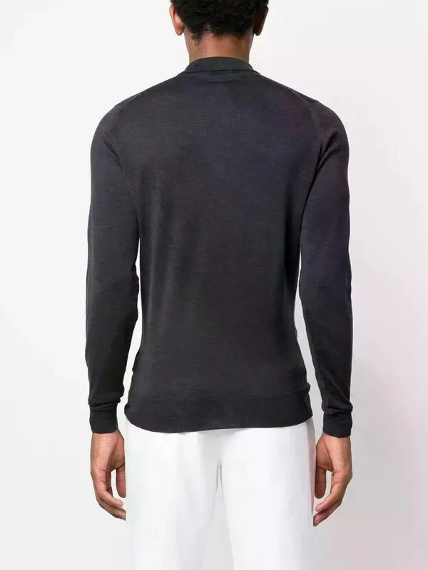 John Smedley Button-front Long-sleeved Polo Shirt