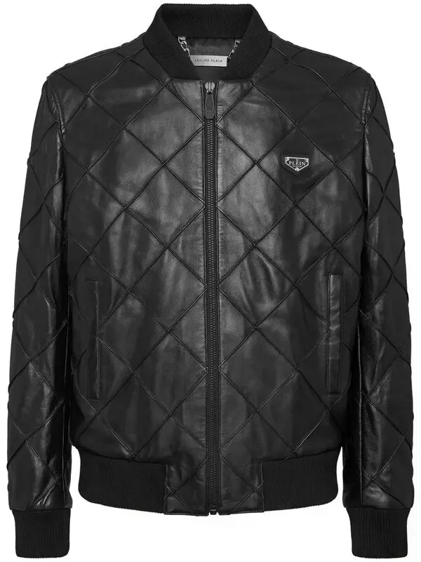 Philipp Plein Quilted Leather Bomber Jacket