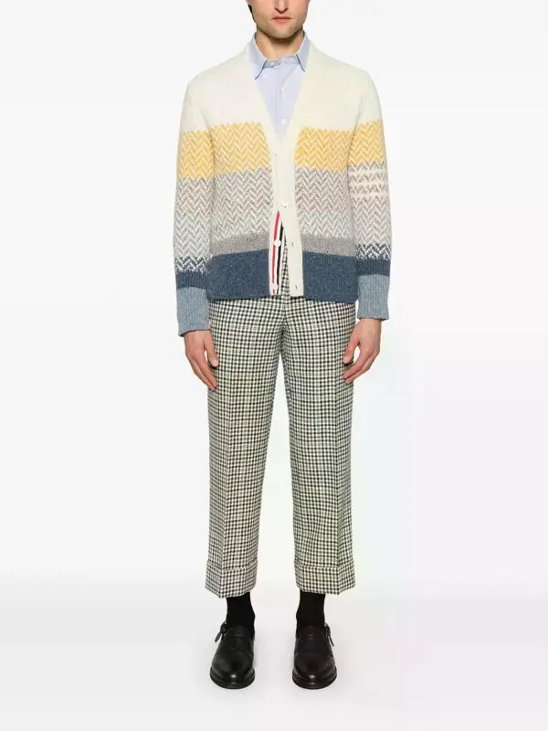Thom Browne Stripe-jacquard V-neck Cardigan