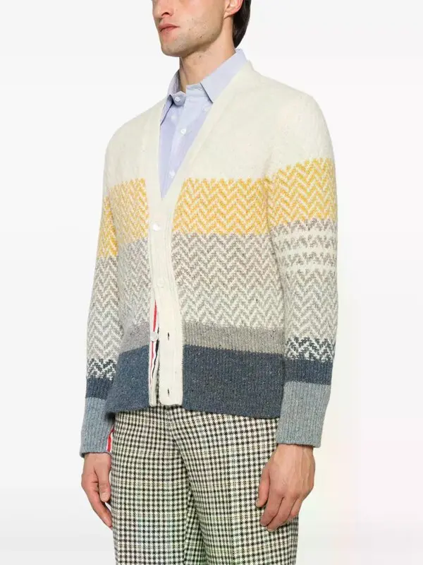 Thom Browne Stripe-jacquard V-neck Cardigan